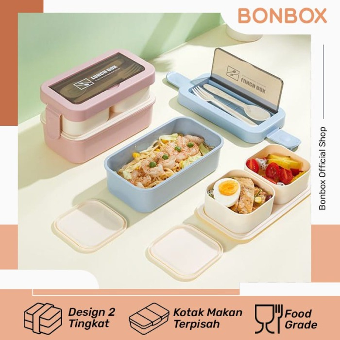 Jual BONBOX BTW70 Lunch Box Kotak bekal 2 Layer (PINK) | Shopee Indonesia