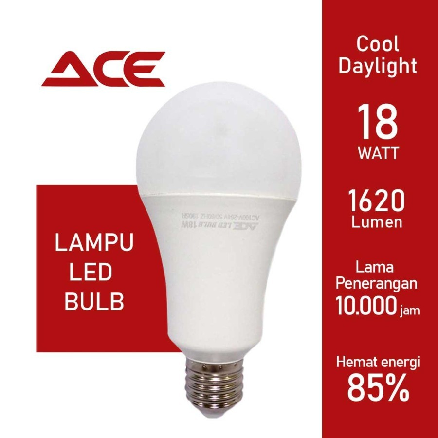 Jual Lampu LED Bulb ACE 18 Watt Cahaya Putih E27 | Shopee Indonesia