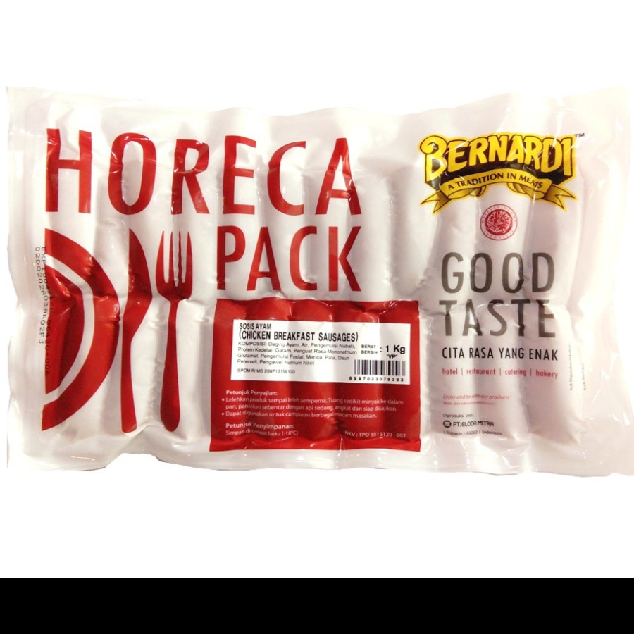 Jual bernardi horeca pack beef breackfast sausages 1 kg sosis sapi vp ...