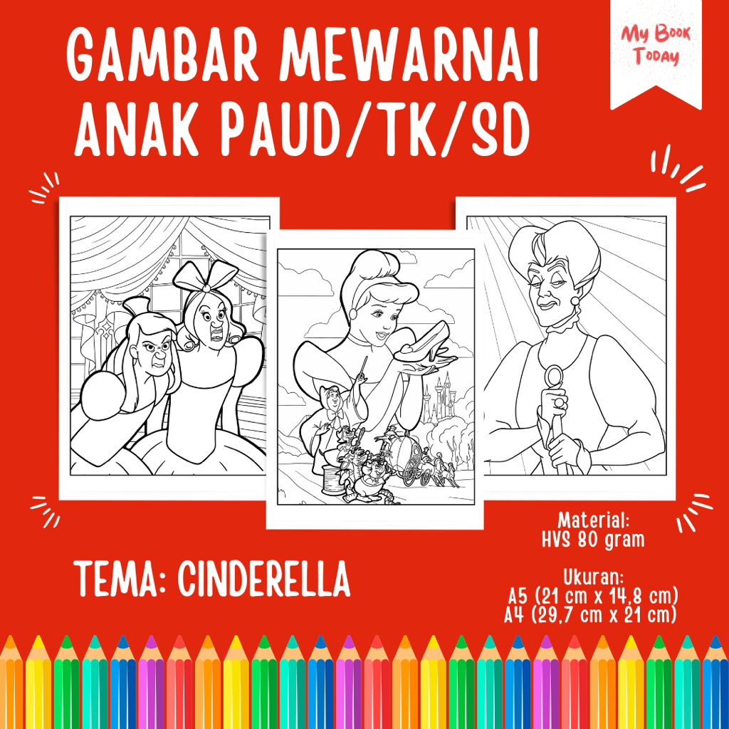 Jual [My Book Today] Lembar Kertas Sketsa Gambar Mewarnai untuk Anak ...