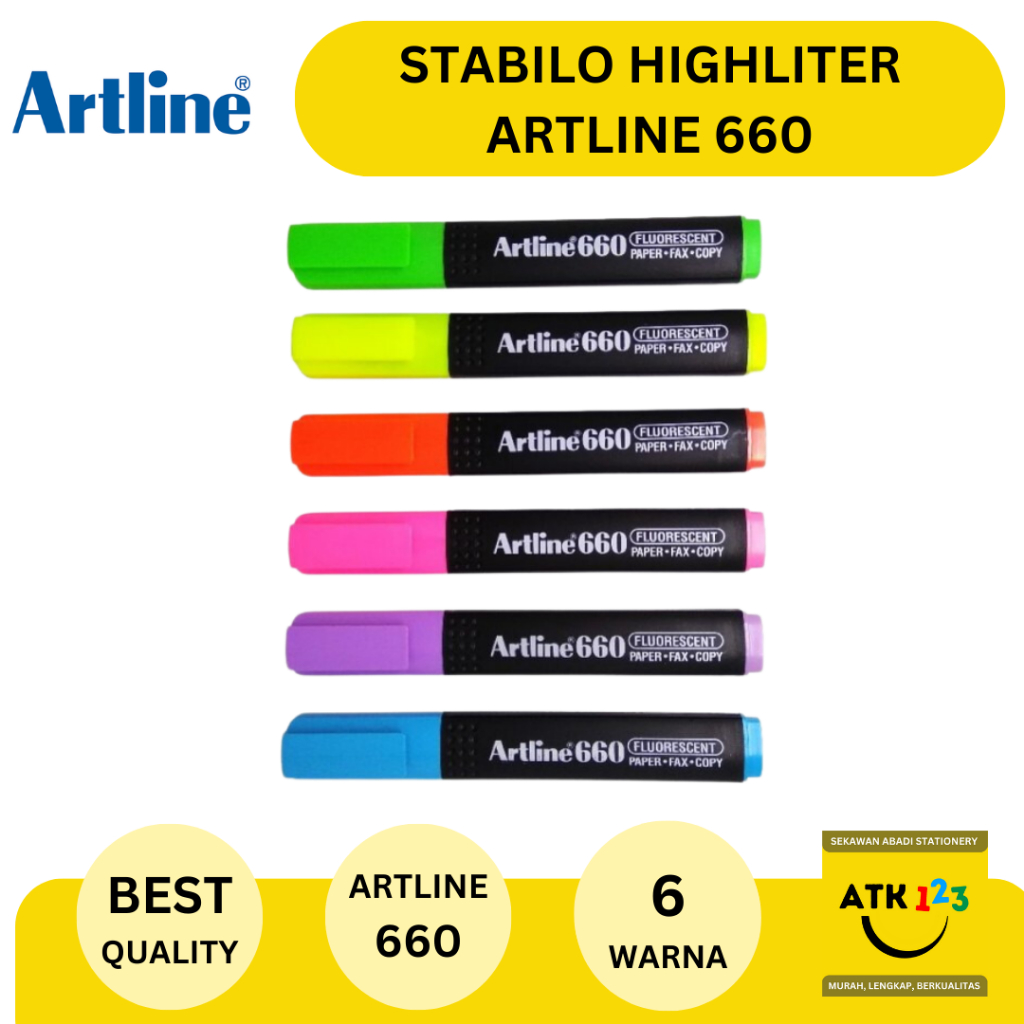 Jual Highlighter Penanda Stabillo Original Merk Artline 660 Fluorescent | Shopee Indonesia