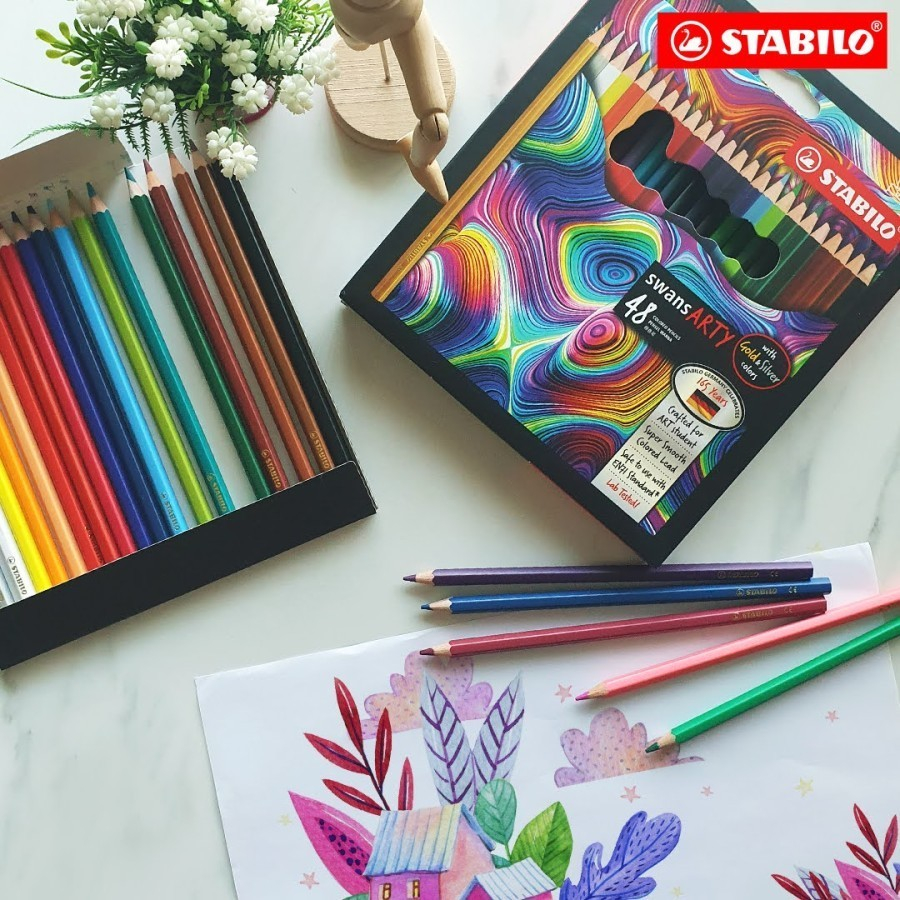 Jual STABILO swans ARTY Colored Pencils 48 Warna | Shopee Indonesia