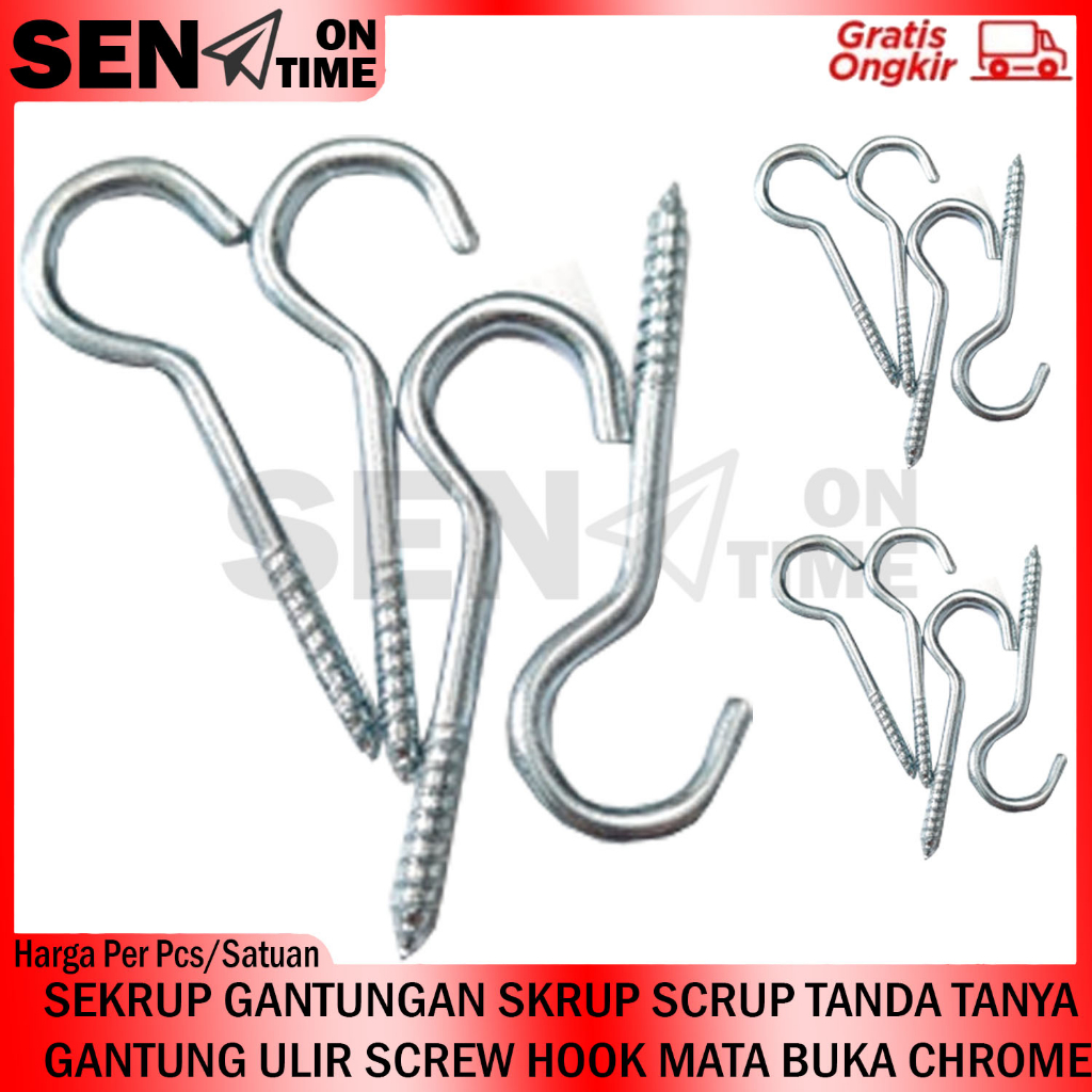 Jual SKRUP TANDA TANYA GANTUNGAN SEKERUP SEKRUP GANTUNG ULIR SCREW HOOK ...