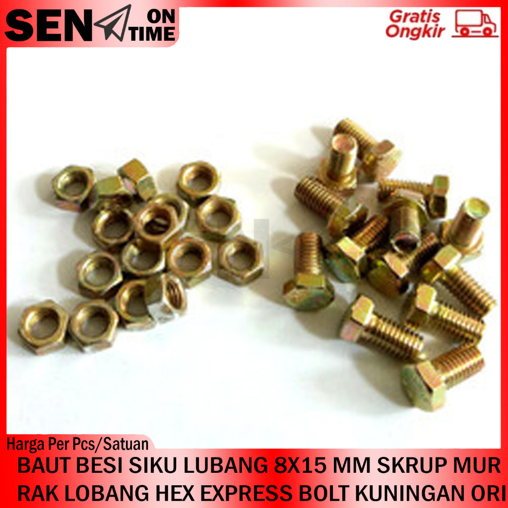 Jual BAUT 8x15 MM BESI SIKU LUBANG SKRUP MOR MUR RAK PLAT PELAT SIKUU LOBANG HEX EXPRESS BOLT ...