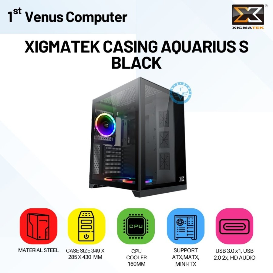 Jual CASING PC GAMING XIGMATEK AQUARIUS S BLACK CASE XAGATEK ATX/CASE07 ...