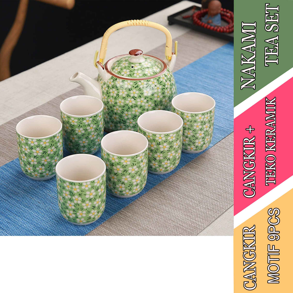 Jual Gelas Keramik - Tea Set Jepang - Gelas+Teko Nakami - Isi 9pcs ...