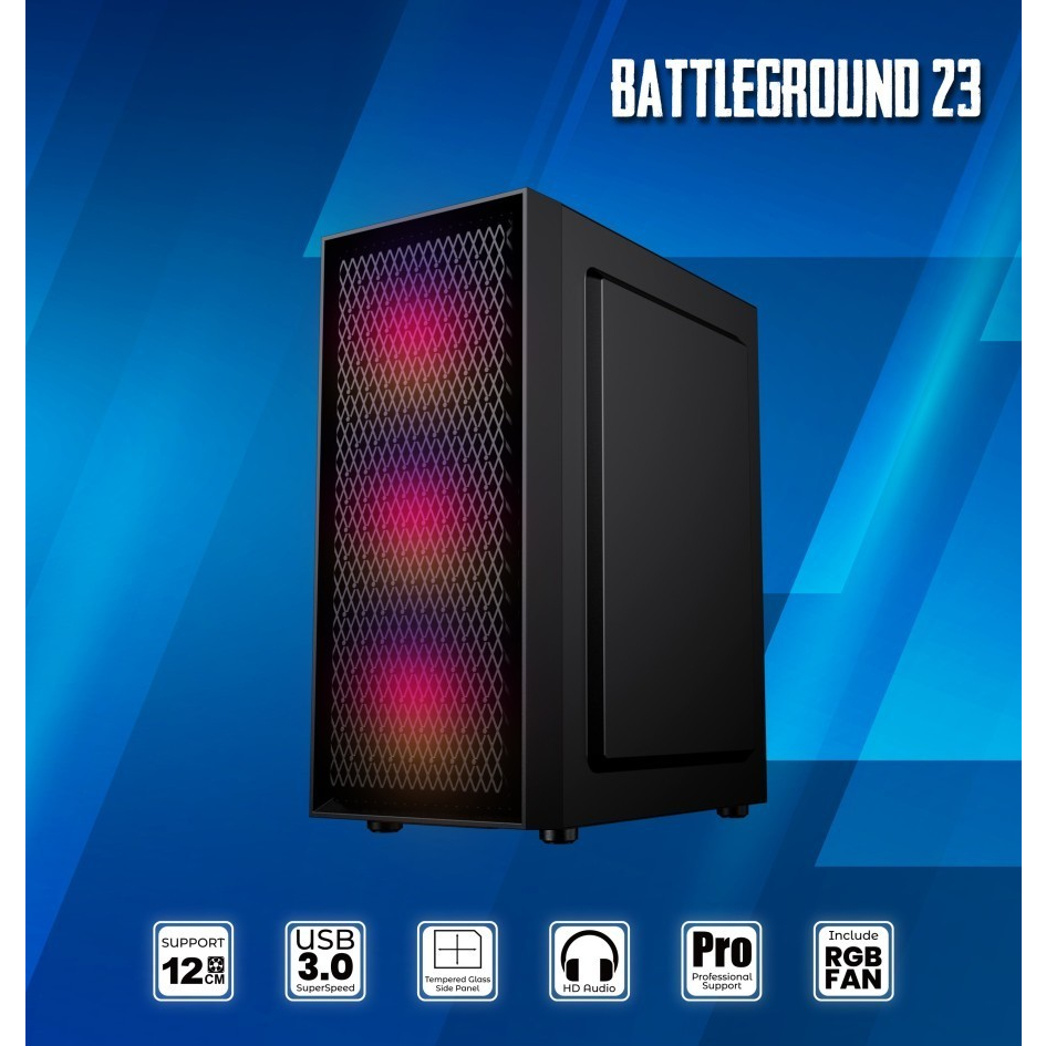 Jual CASING SIMBADDA BATTLEGROUND 23 Mid Tower Gaming PC BG23 + 3 FAN ...