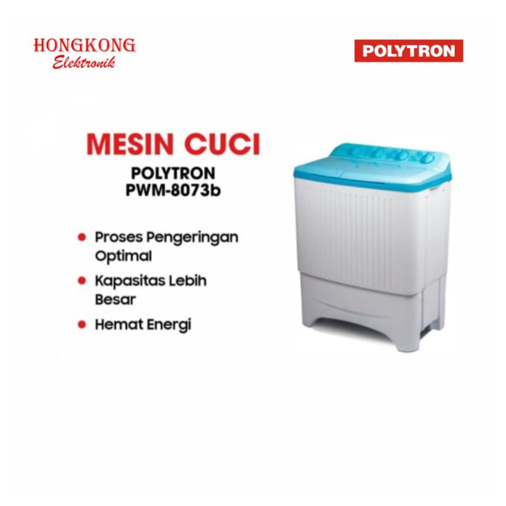 Jual MESIN CUCI DUA TABUNG TWIN TUB POLYTRON PWM-8073 | Shopee Indonesia