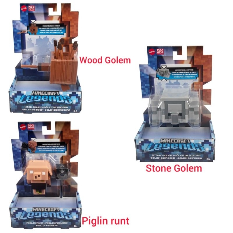 Jual Mainan Anak Minecraft Legends Wood Golem Stone Golem Piglin Runt ...