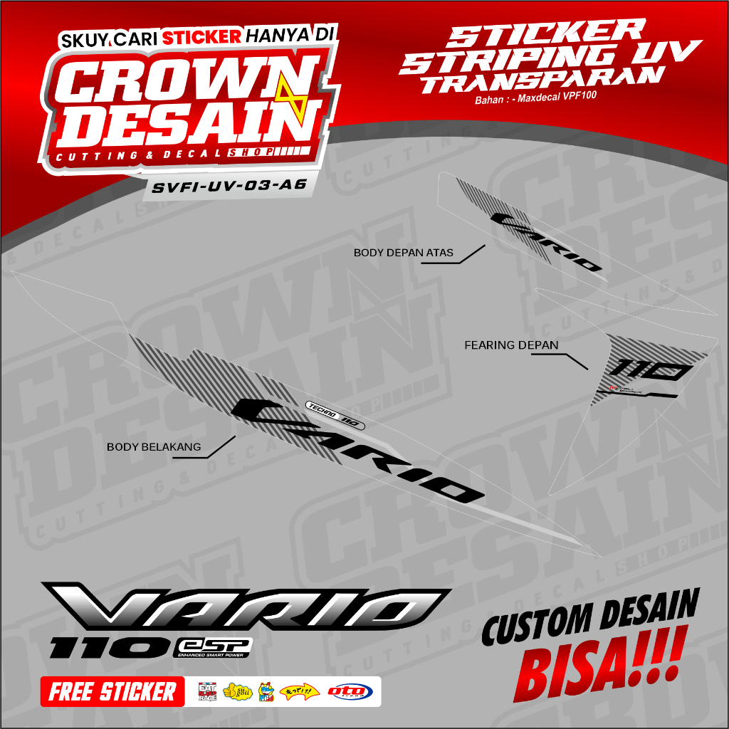 Jual Striping UV Vario 110 fI Desain Malaysia Style Striping Transparan Vario 110 Variasi Malay ...