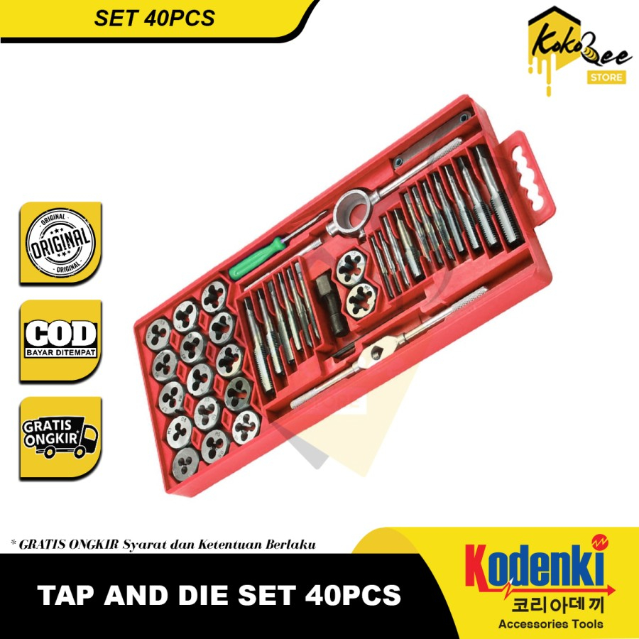 Jual Tap and die set 40 pcs - Tap ulir baut senai handtap dies set ...