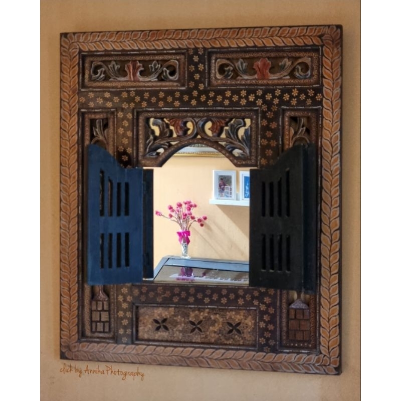 Jual KREPYAK/CERMIN LUKIS MOTIF BATIK. Preloved. | Shopee Indonesia