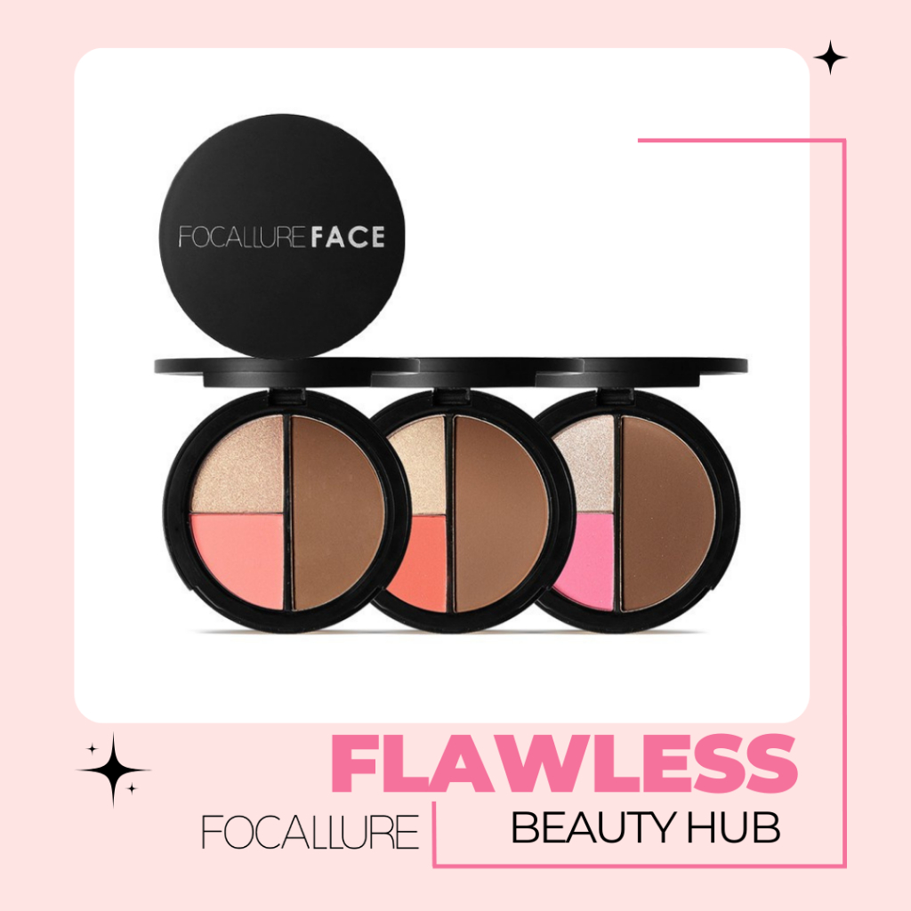 Jual FOCALLURE Trio Blush/Highlighter/Contour/ Makeup Palette 3 Colors ...