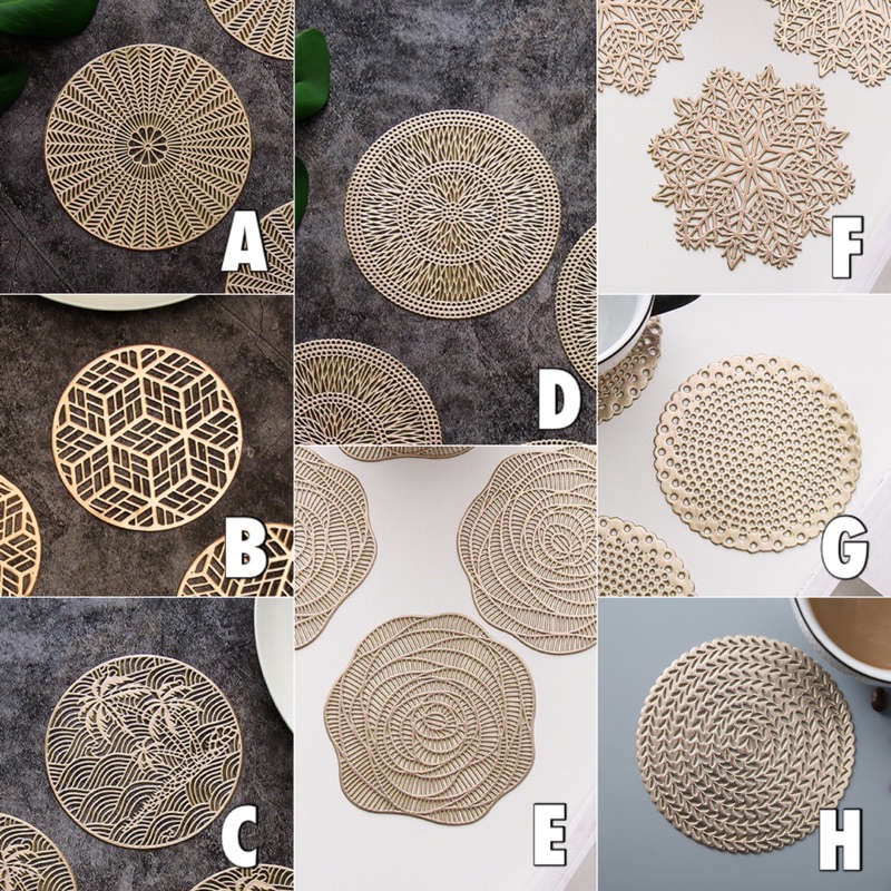 Jual PetiteMaison Coaster PVC Gold alas tatakan gelas emas | Shopee ...