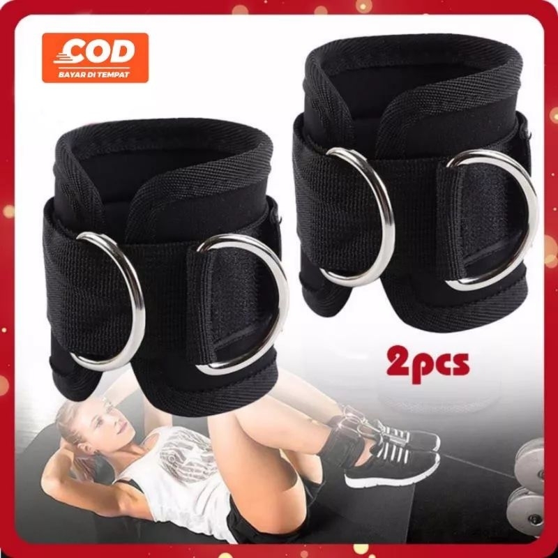 Jual Ankle strap fitness gym adjustable D-ring pull premium strap kaki ...