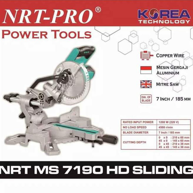 Jual NRT PRO MS 7190 hd MITRE SAW 7" SLIDING MITERSAW / MESIN POTONG ...