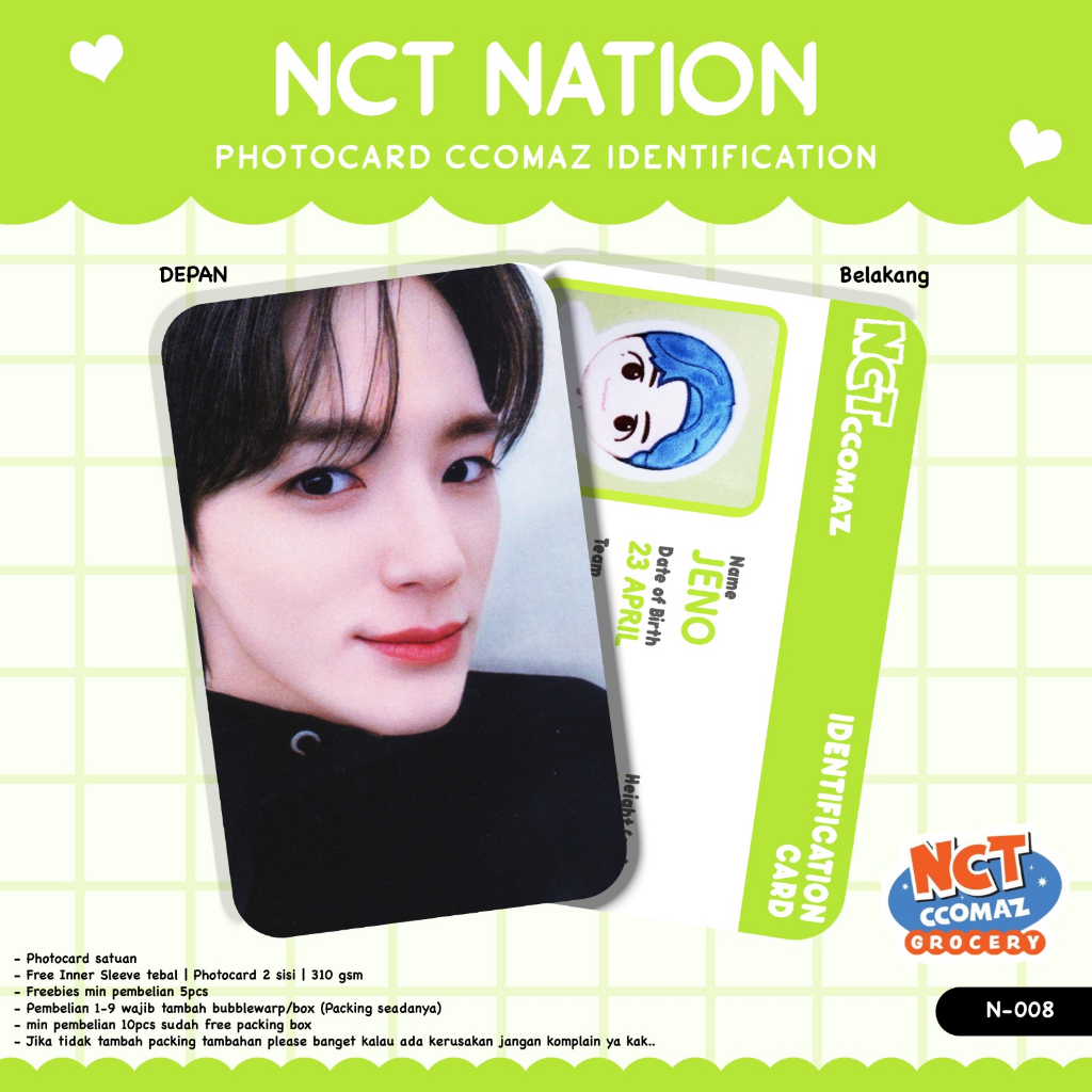 Jual PHOTOCARD NCT NATION CCOMAZ IDENTIFICATION TERBARU ID CARD NCT ...