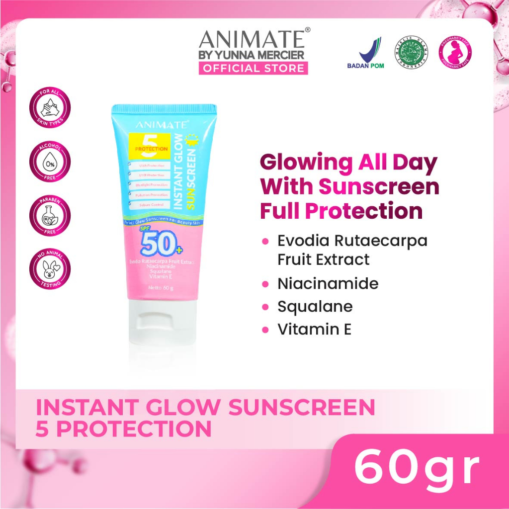 Jual Animate Instant Glow Sunscreen 5 Protection 60 gr | Shopee Indonesia