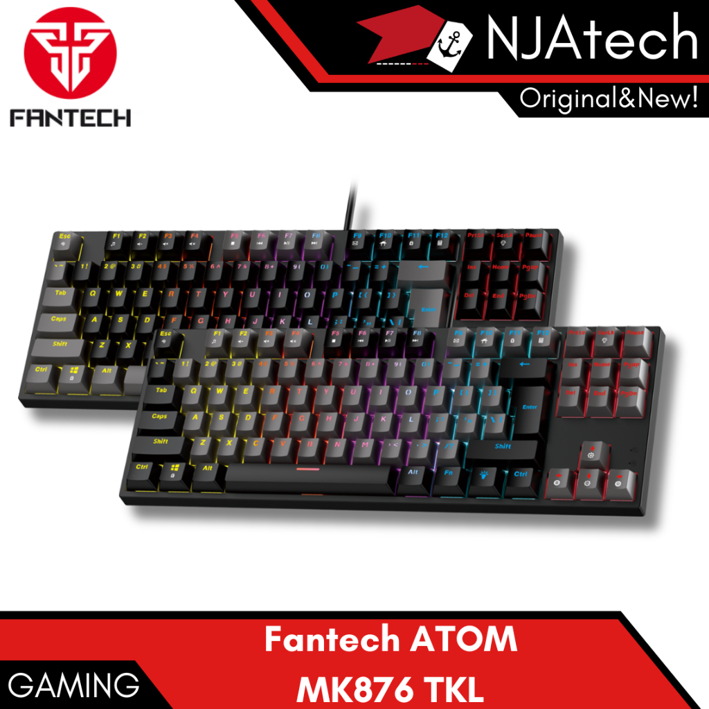Jual Keyboard Gaming Fantech ATOM TKL MK876 RGB Keyboard Mechanical Gaming 87 Keys | Shopee ...