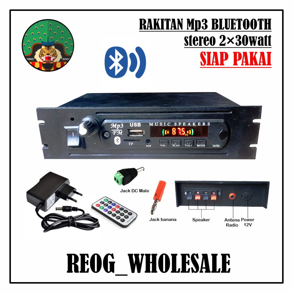 Jual Power amplifier bluetooth rakitan MP3 RAKIT 12v dc stereo 2×30watt ...