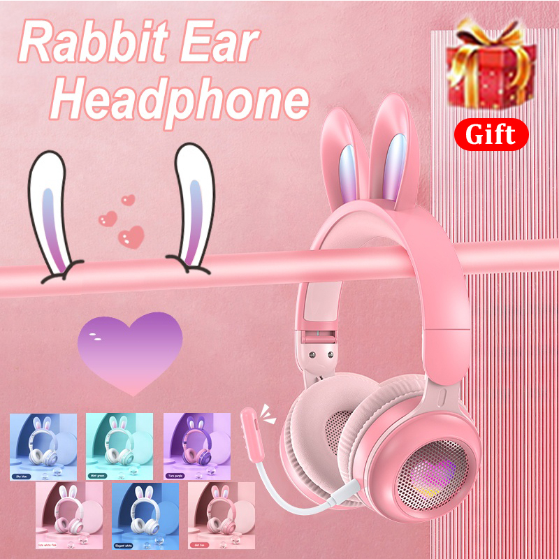 Jual Rabbit Ear Cute Wireless Bluetooth Headphone TWS Deep Bass Gaming ...
