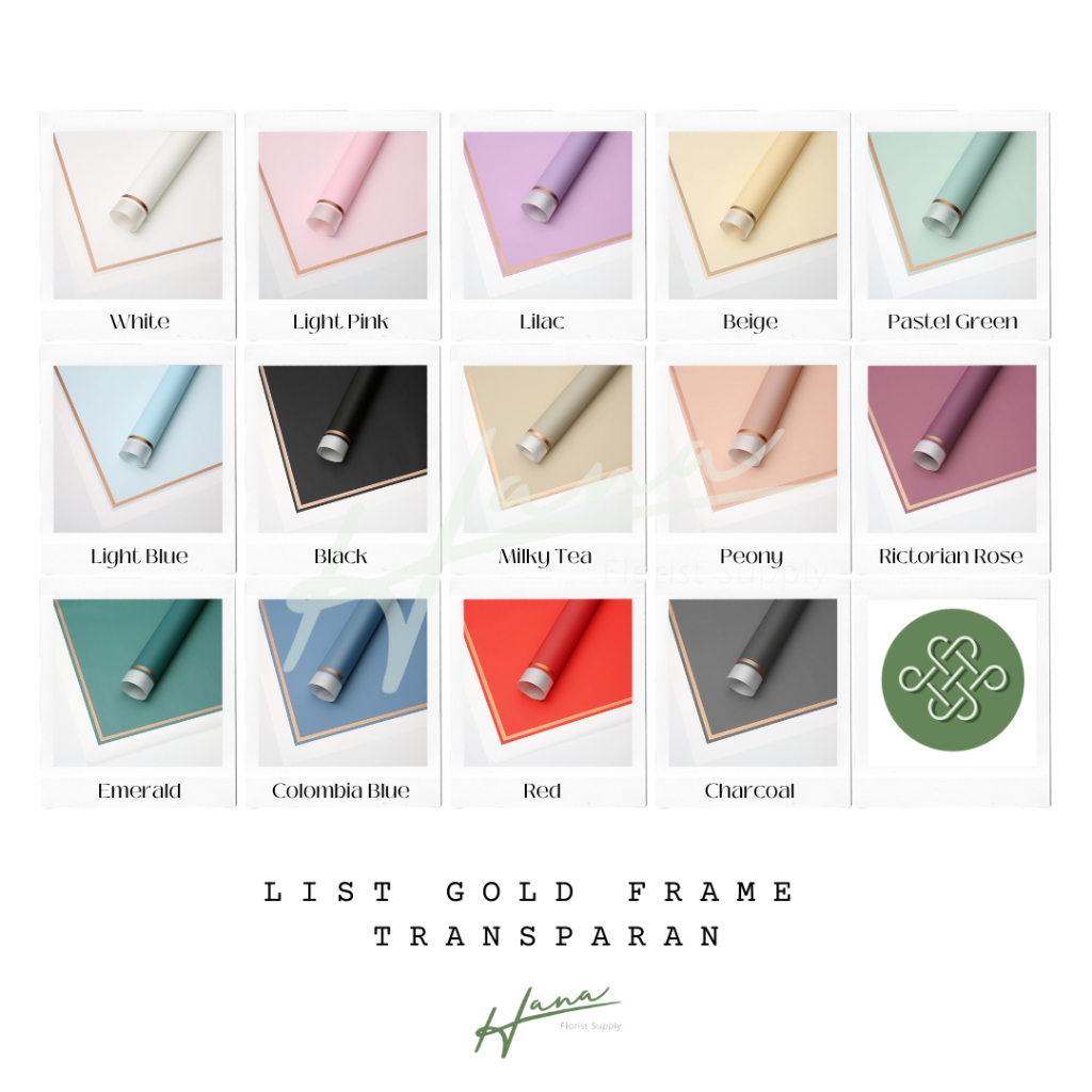 Jual [1 LEMBAR] Flower Wrapping List Gold Frame Transparan / Kertas ...