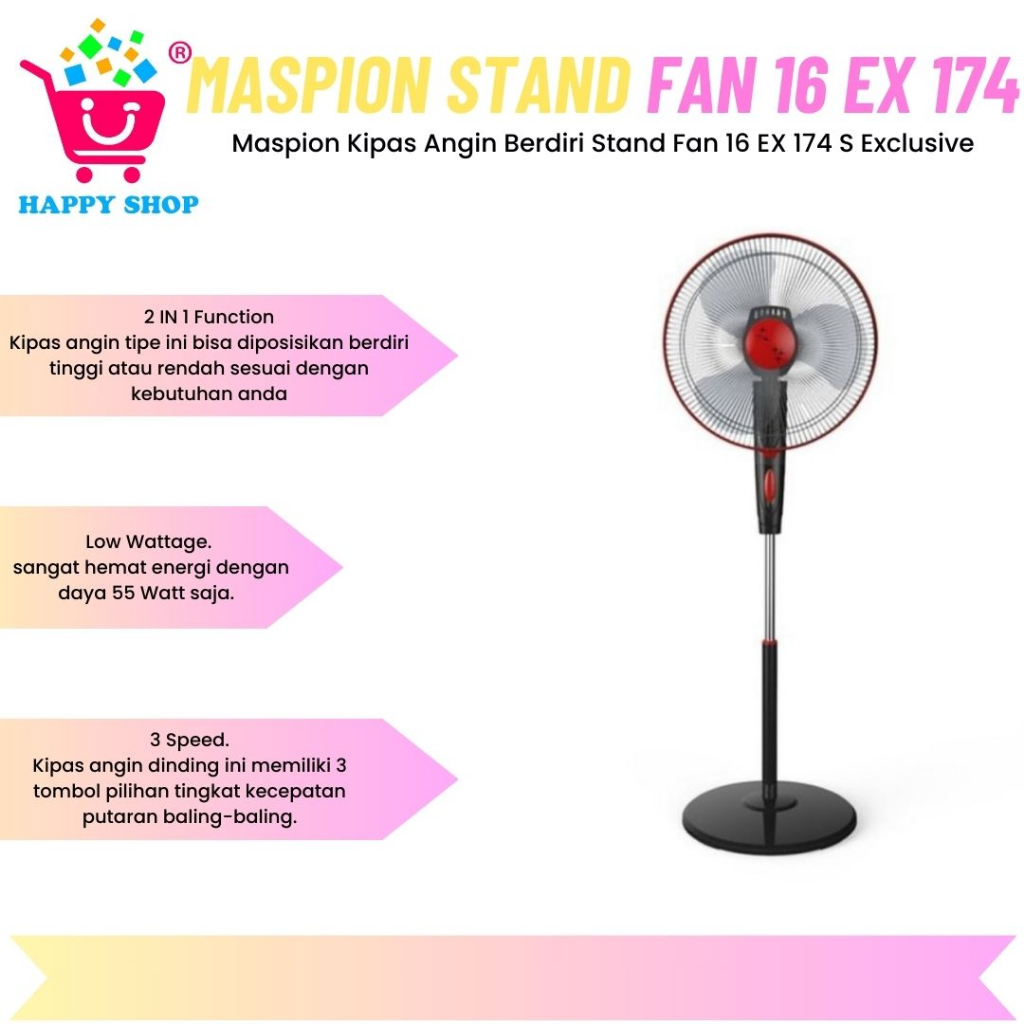 Jual Maspion Stand Fan / Kipas Angin Berdiri 16" EX 174 S Exclusive ...