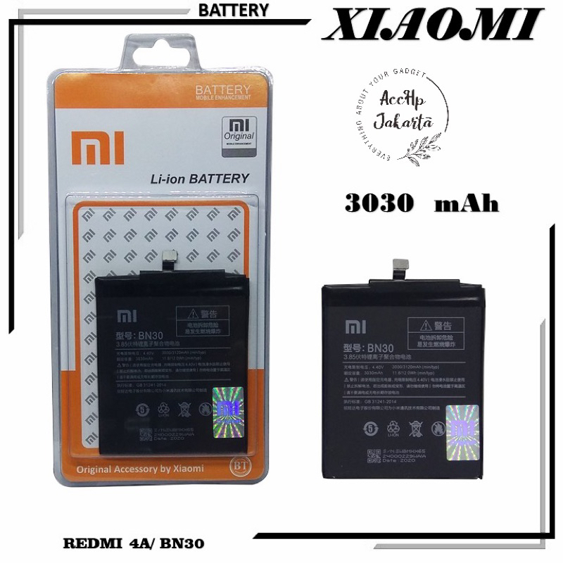 Jual Baterai Hp Redmi 4A BN 30 Original / Battery Batrai Batre BN30 Ori | Shopee Indonesia