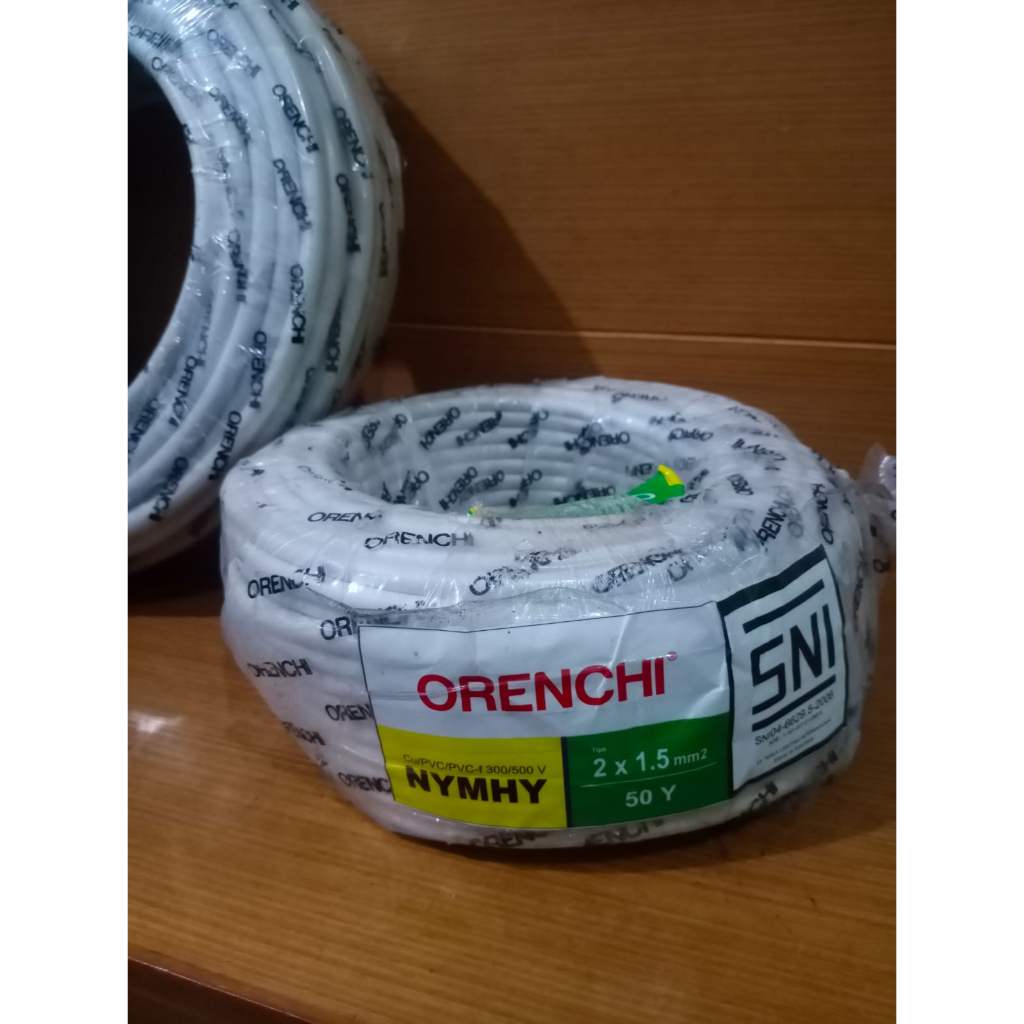Jual KABEL LISTRIK NYMHY KAWAT 2 X 1,5 ORENCHI NAGURU ASLI TEMBAGA MURAH 50 YARD 45 METER SNI ...