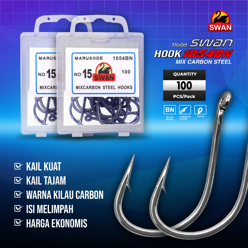 Jual Hook/ Kail Pancing Kotak Mika Swan Marusode 1054, No 1(Kecil) - 15 ...