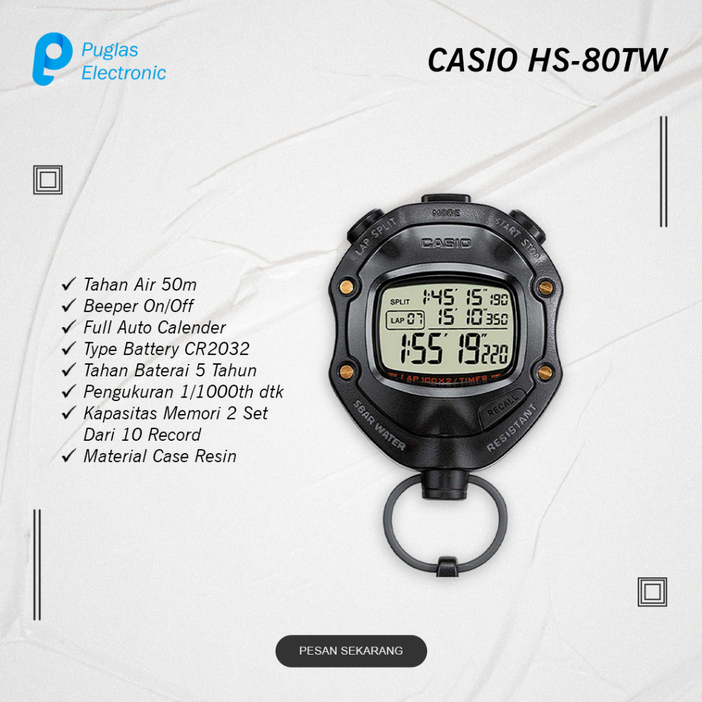 Jual Stopwatch Casio HS80TW Alat Timer Pengukur Waktu Stop Watch Casio HS-80TW | Shopee Indonesia