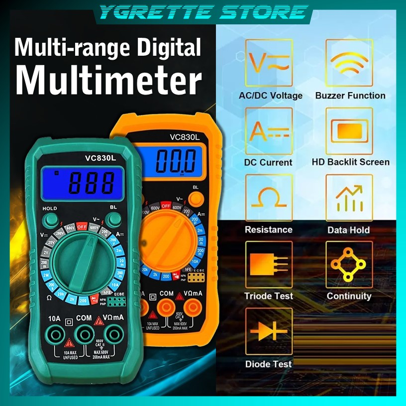 Jual YGRETTE - Digital Multimeter Voltage Tester LCD Backlit 1999 ...
