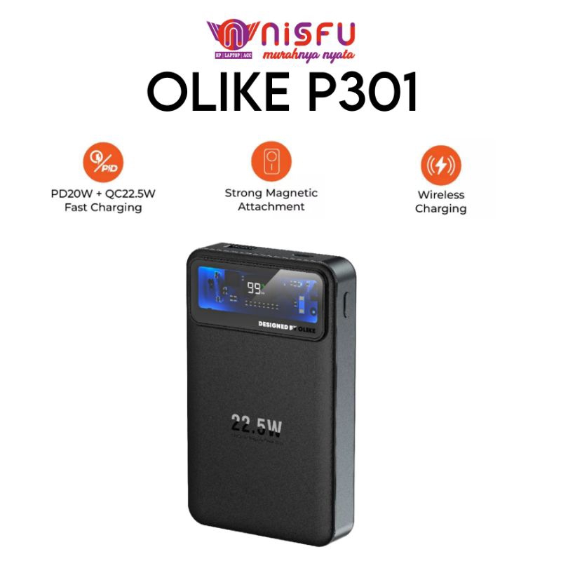 Jual OLIKE P301 WEIRELESS POWER BANK MAGSAFE 22,5W FAST CHARGER 10000 ...