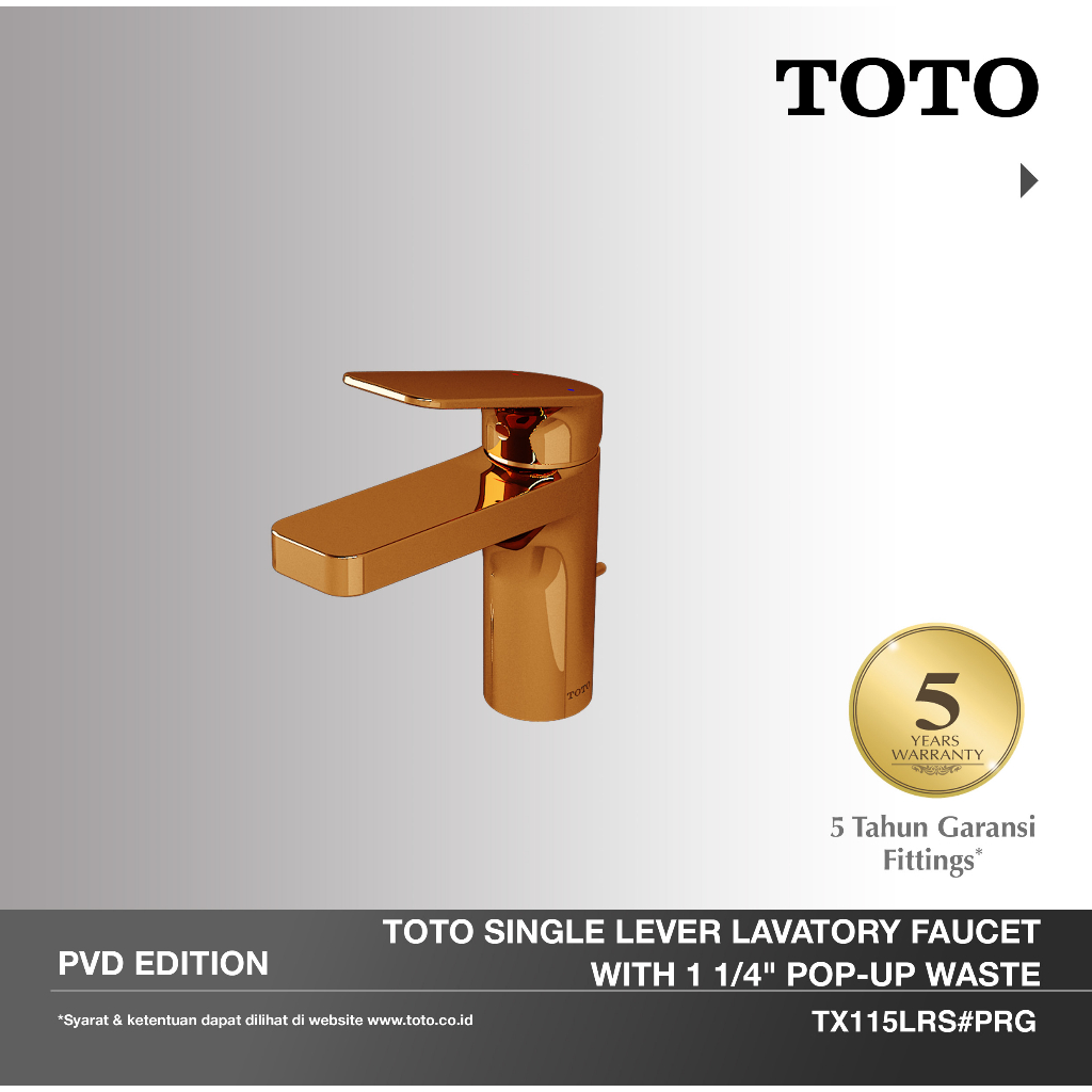 Jual TOTO ROSE GOLD REI S Lavatory Faucet / Keran Wastafel TX115LRS ...