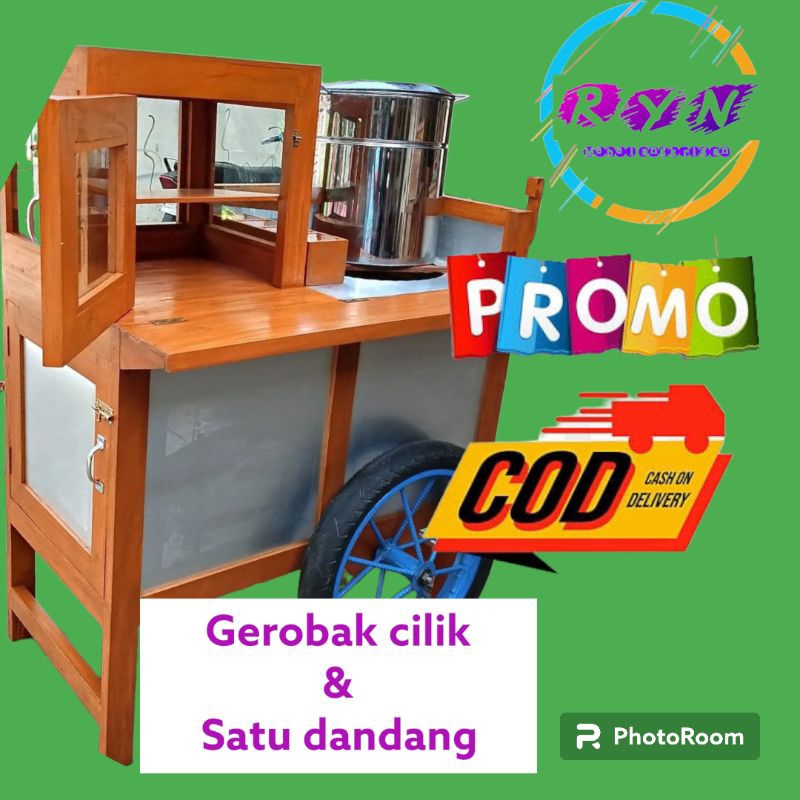 Jual gerobak cilok dan bakso keliling satu dandang free | Shopee Indonesia