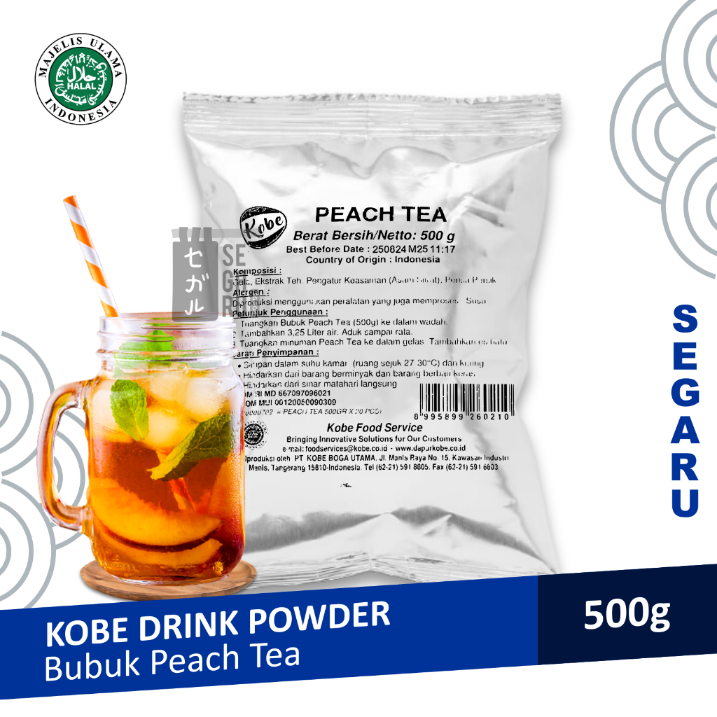 Jual Peach Tea Kobe | Teh Bubuk Peach Tea Powder Drink Halal 500 gram ...