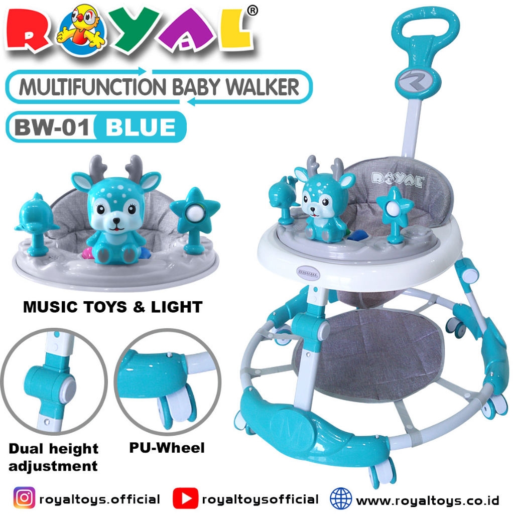 Jual baby walker ROYAL BW 01 DEER MUSIC TOYS DAN LIGHT alat bantu bayi berjalan | Shopee Indonesia