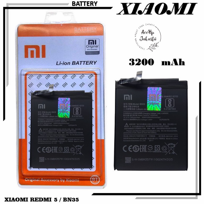 Jual Baterai Batre Redmi 5 BN 35 Original Battery Batrai Xiomi Redmi 5 ...