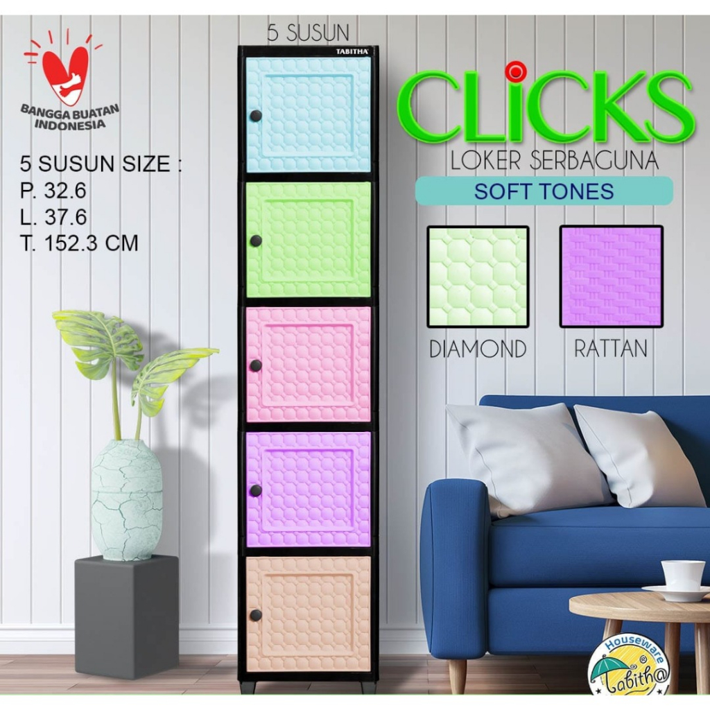 Jual LEMARI PLASTIK TABITHA CLICKS TOWER 3 MINIMALIS LOCKER BOX ...