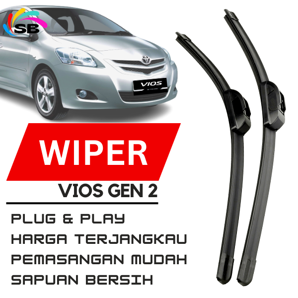 Jual WIPER VIOS GEN 2 DEPAN 1 SET KANAN KIRI FRAMELESS | Shopee Indonesia