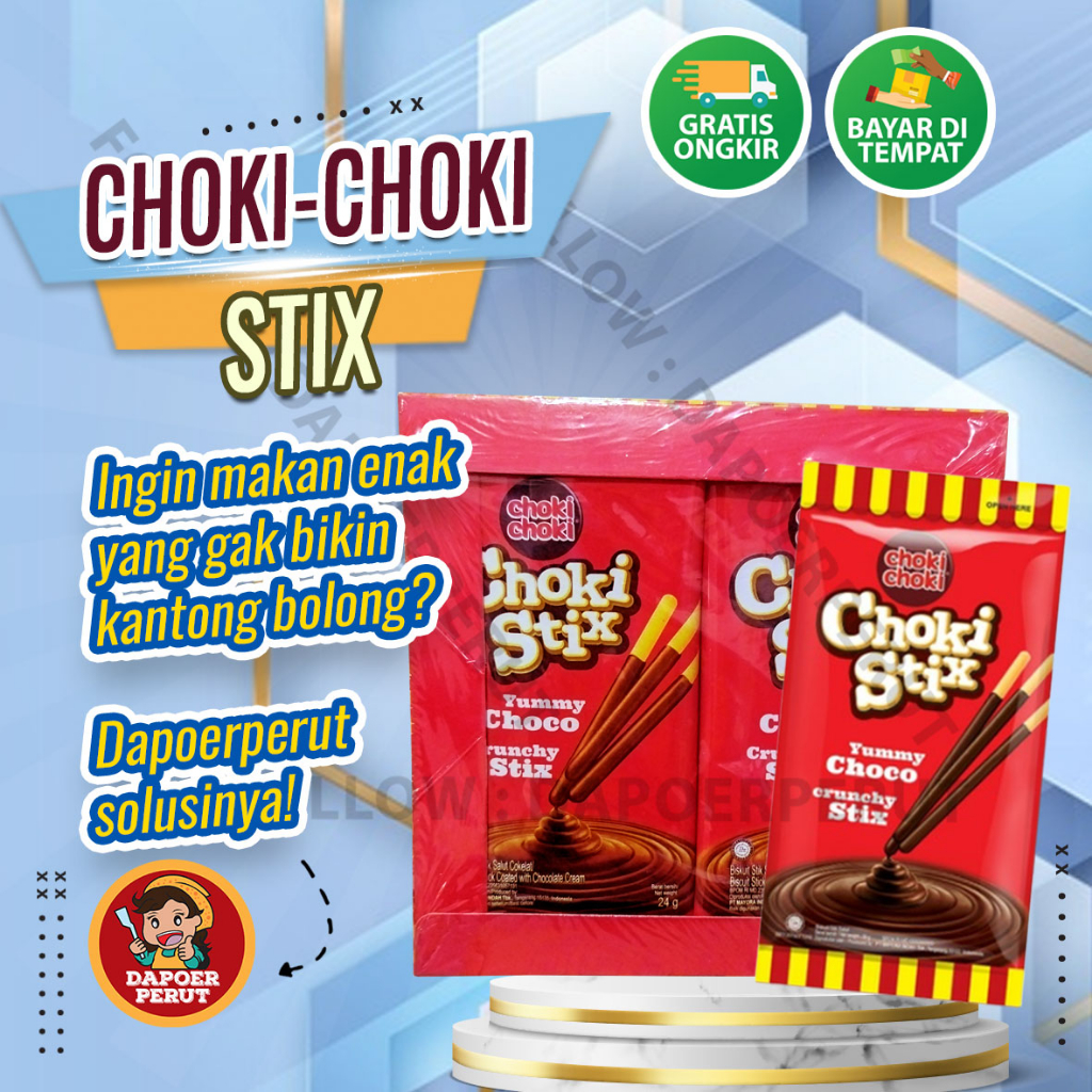 Jual Choki Choki Stick Biskuit Wafer Coklat (1 pack isi 12 pcs ...