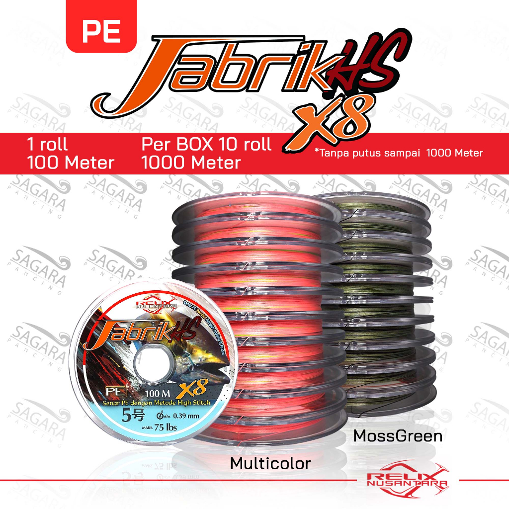 Jual Senar PE Jabrik HS X8 100 Meter Connecting PE Jabrik Moss Green | Multi Colour PE Relix ...