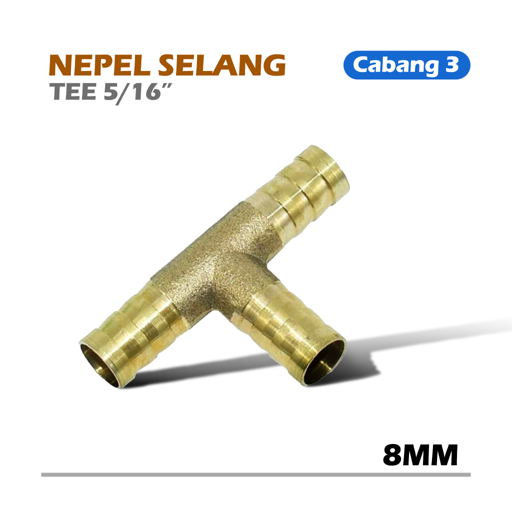 Jual Nepel Selang Tee T Sambungan Selang 8 Mm 5/16 Inchi Sambungan Hose ...