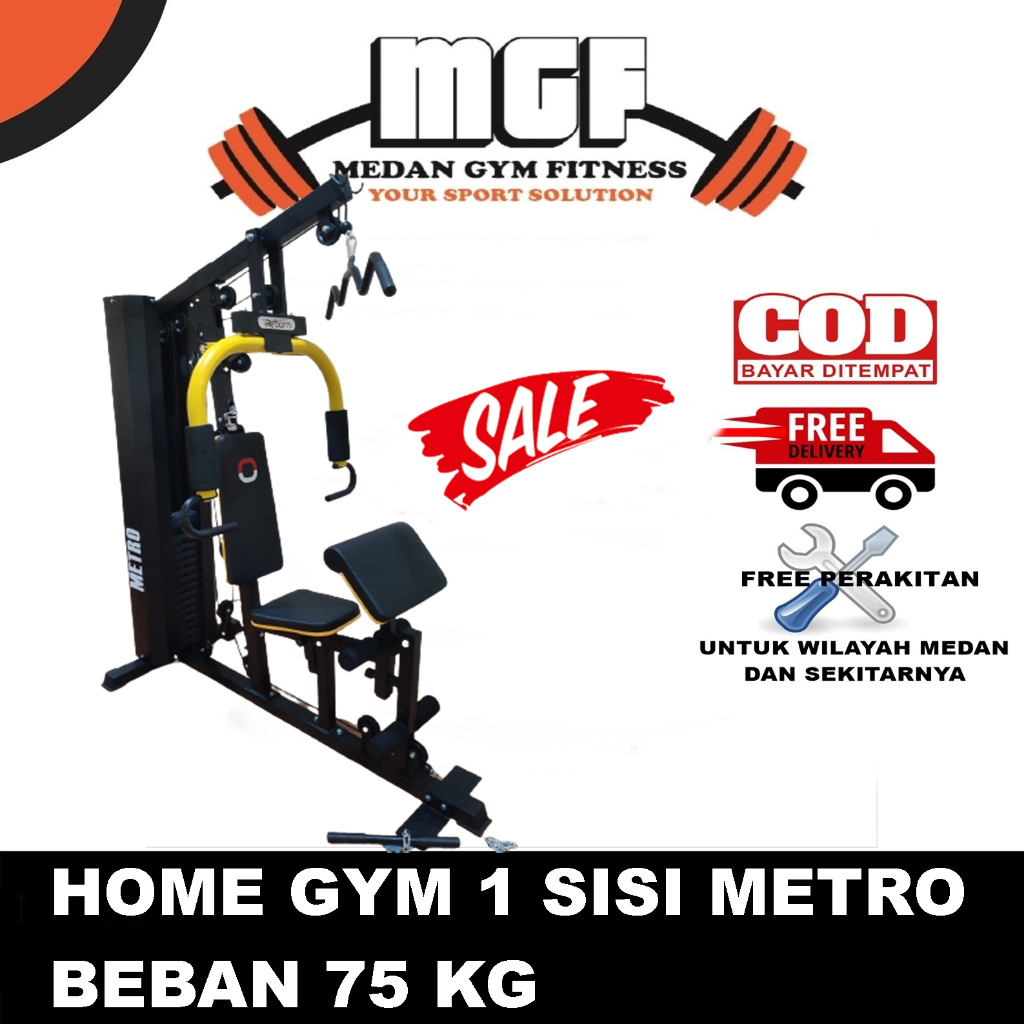 Jual ALAT FITNESS ANGKAT BEBAN HOME GYM 1 SISI METRO BEBAN 75 kg ...
