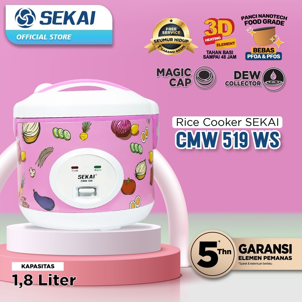 Jual SEKAI Rice Cooker Penanak Nasi Magic Com / Penghangat Nasi 3in1 1 ...