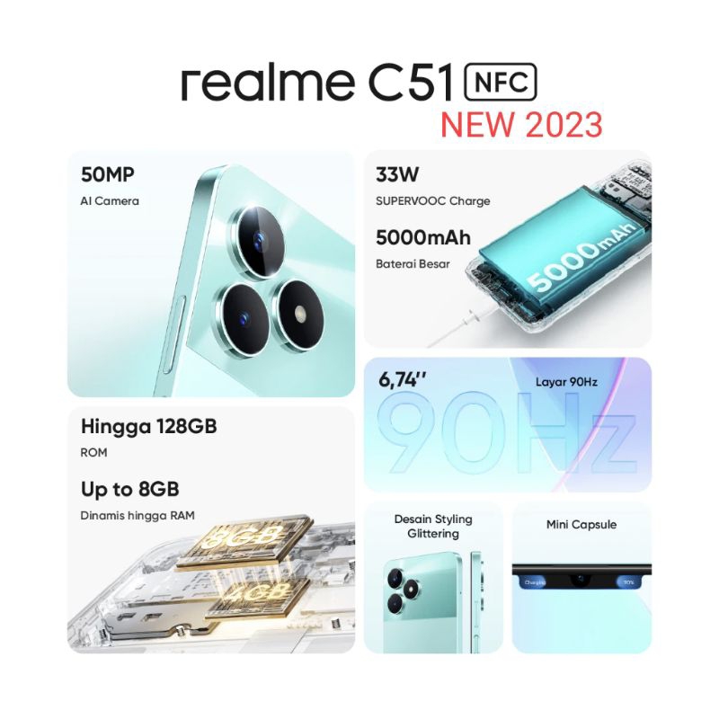 Jual REALME C51 NFC NEW 2023 RAM 4+4 GB ROM 64GB SUPERVOOC 33W GARANSI ...