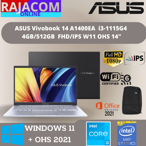 Jual Laptop ASUS VIVOBOOK 14 A1400EA FHD - i3 1115G4 4GB/8GB/12GB 512GB ...