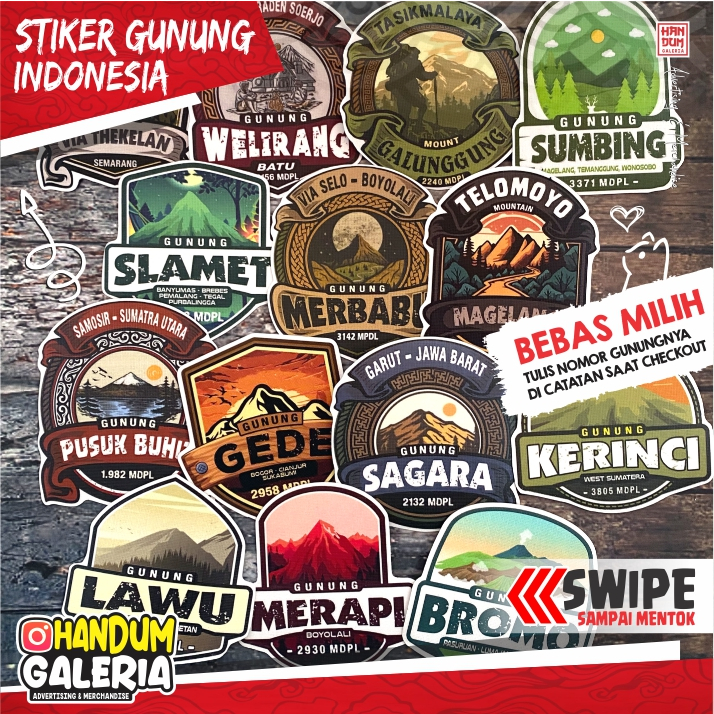 Jual STICKER GUNUNG INDONESIA VINYL+LAMINASI WATERPROOF STIKER GUNUNG ...
