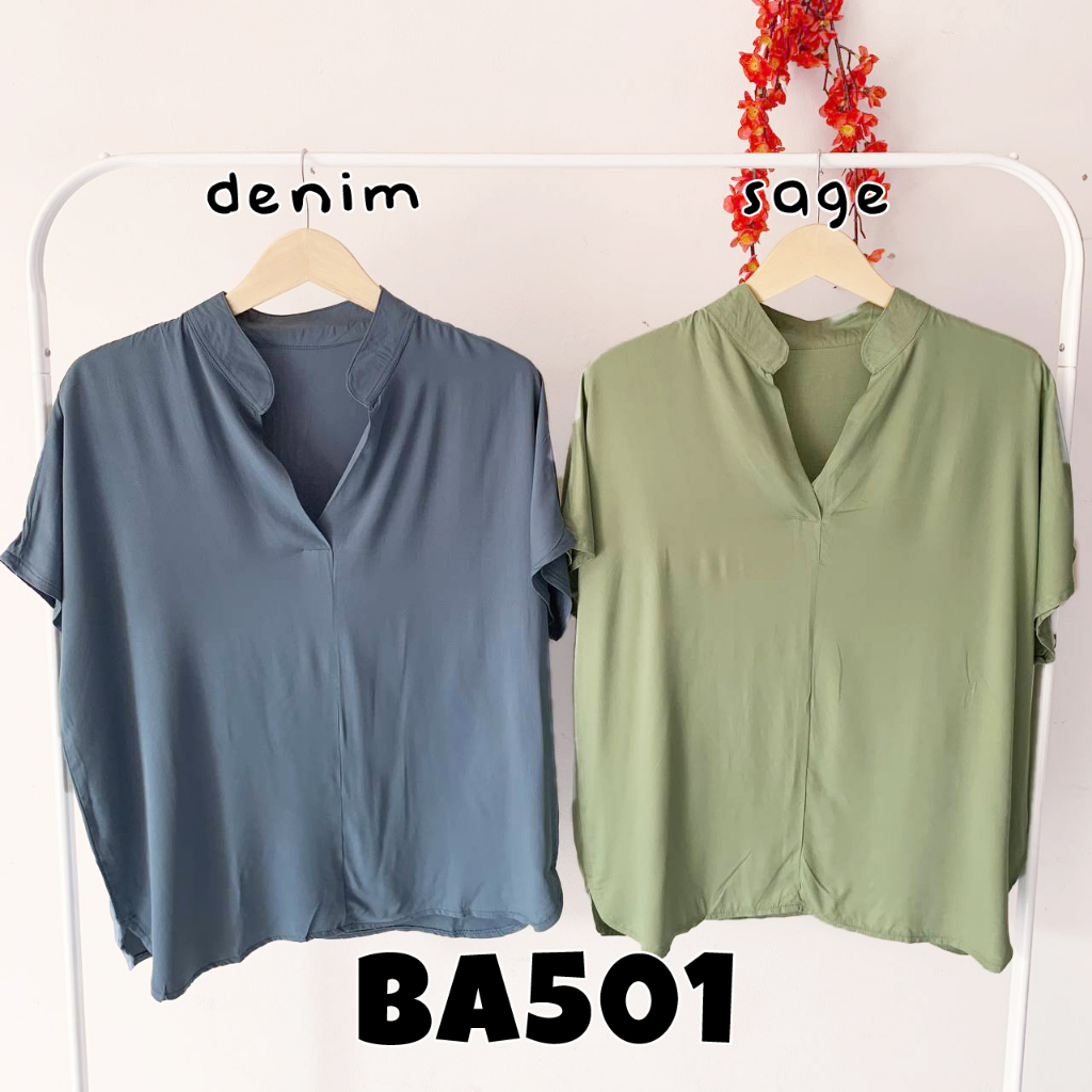 Jual Blouse wanita / cewek polos lengan pendek simple pergi kerja ...