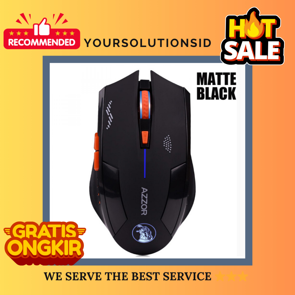 Jual AZZOR Mouse Gaming Wireless Rechargeable USB 2400 DPI 2.4G | Shopee Indonesia